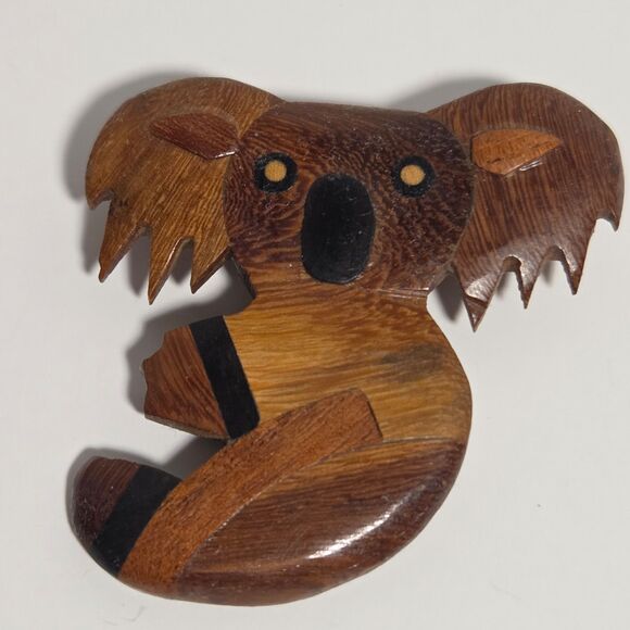 Jewelry | Handcrafted Australian Wooden Koala Bear Brooch Pin Mosaic ...